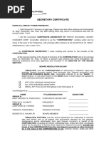 SECRETARY CERTIFICATE - Template | PDF | Business | Law