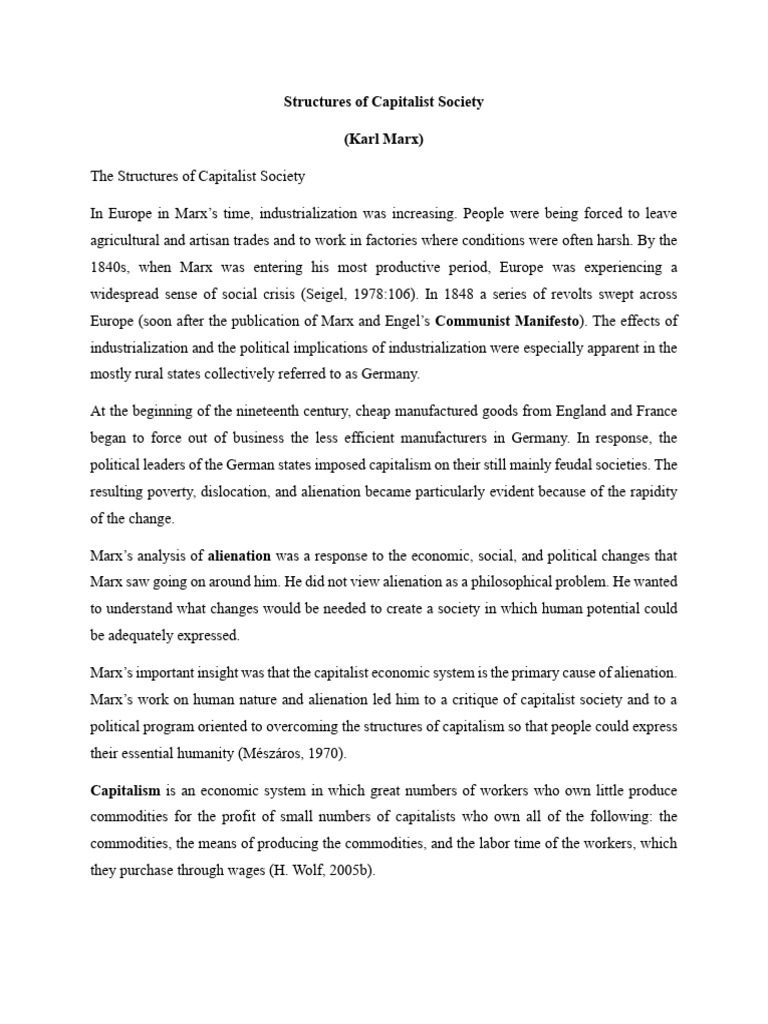 Structures of Capitalist Society | PDF