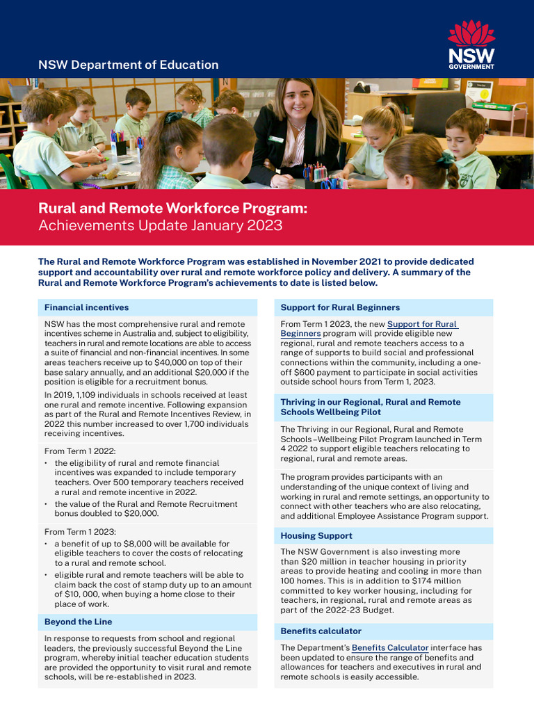 NSW Department of Education Rural and Remote Workforce Programs | PDF