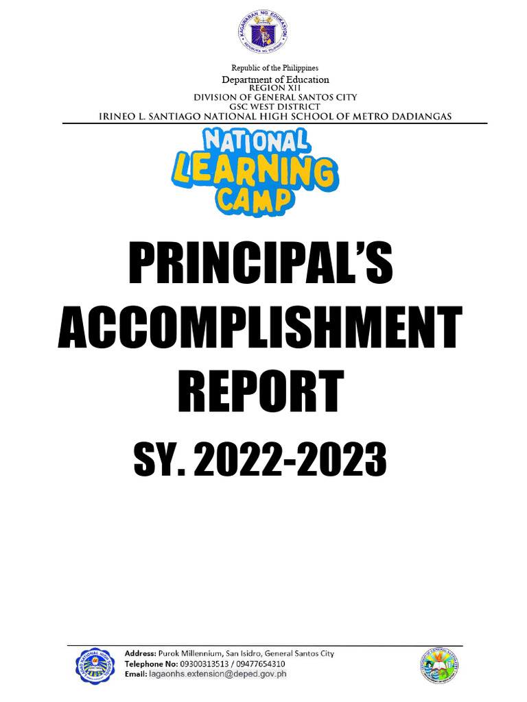 Principal's Accomplishment Report | PDF | Teachers | Teaching Mathematics