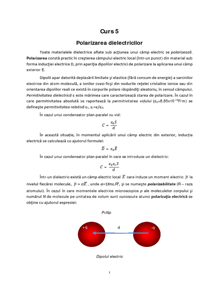 Curs 5 - Polarizarea dielectricilor 2022-2023 | PDF