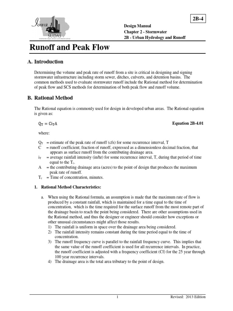 Runoff and Peak Flow: Design Manual Chapter 2 - Stormwater 2B - Urban Hydrology and Runoff | PDF ...