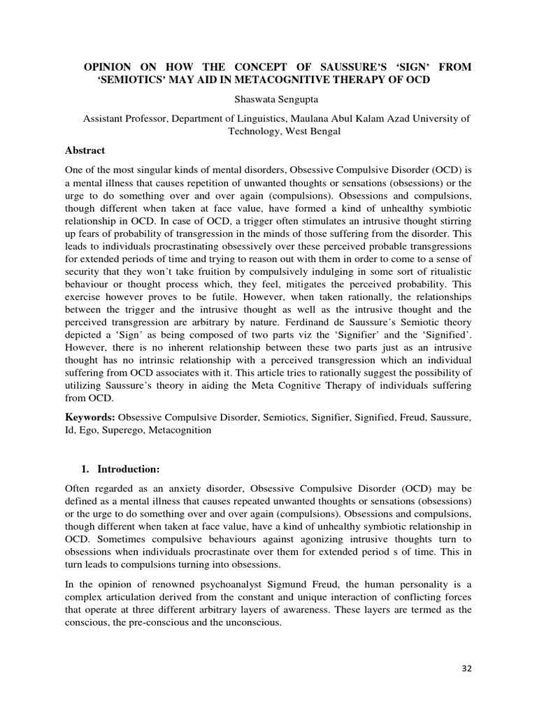 Bengal Journal of Psychiatry (Ocd) | PDF | Id | Obsessive–Compulsive ...