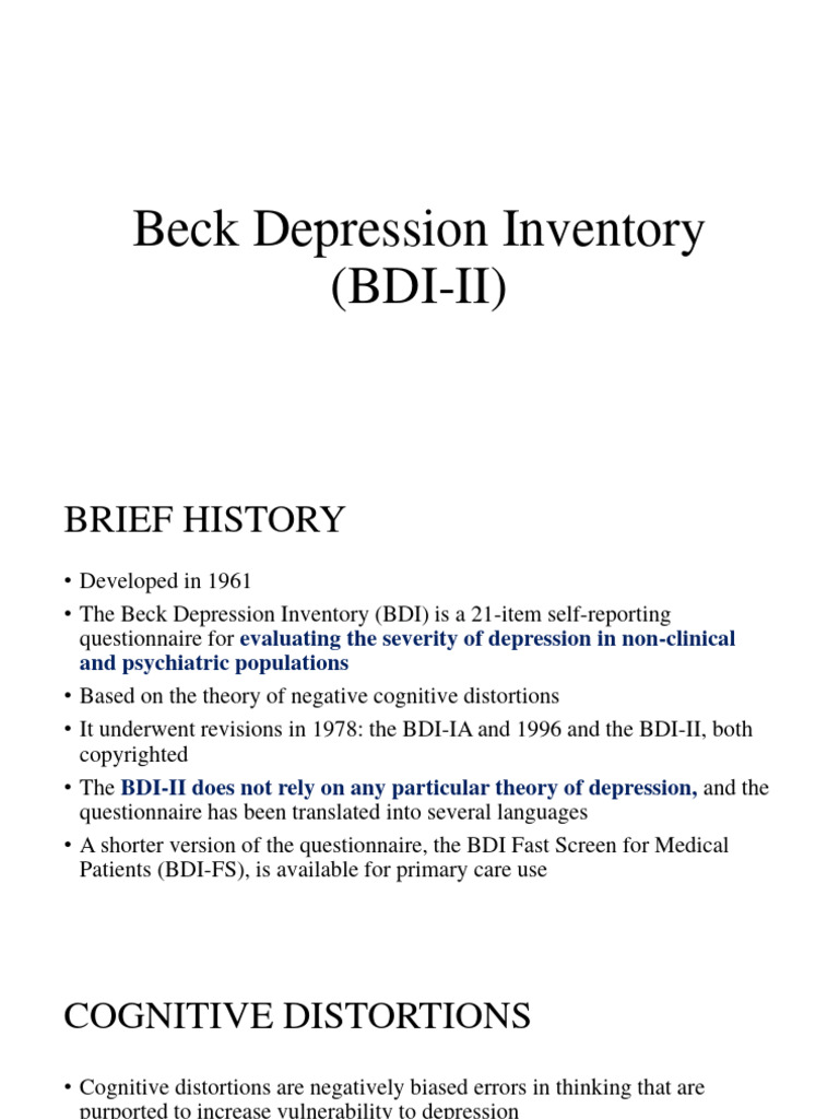 Bdi-Ii Background | PDF | Self-Improvement | Science & Mathematics