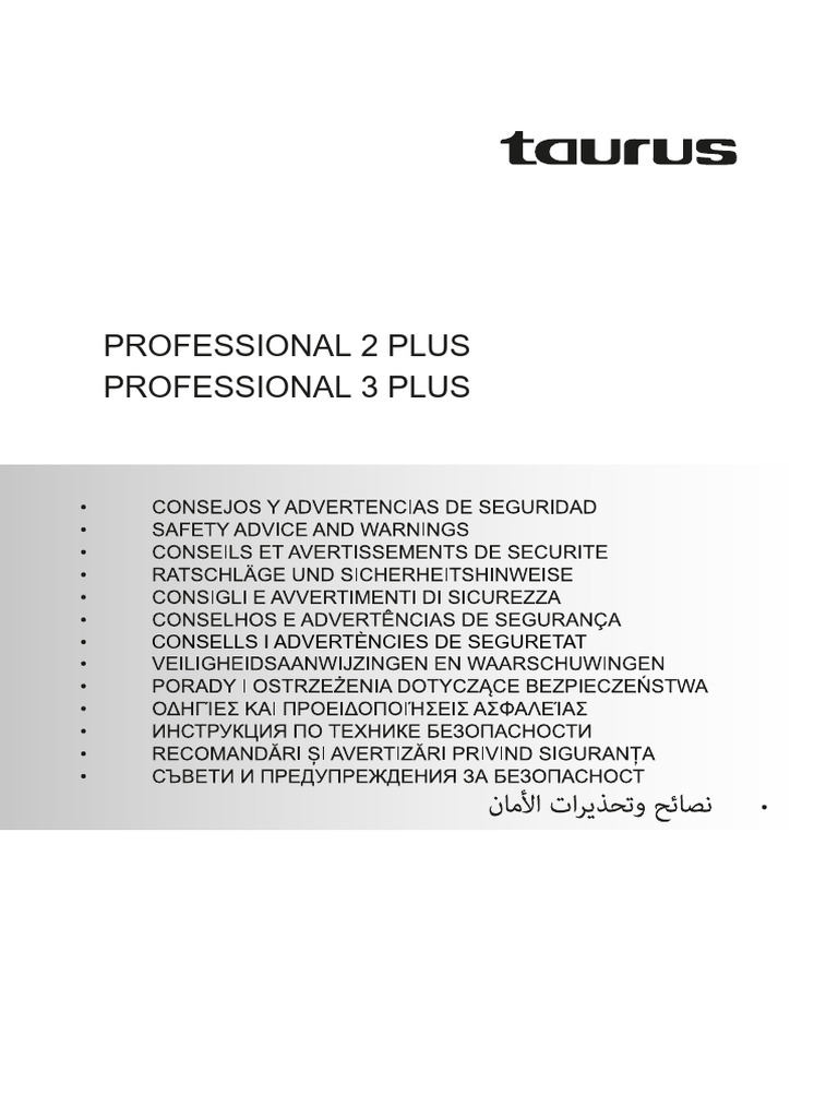 SAFETY MANUAL Taurus Professional 2 Plus Ver V Professional 3 Plus Ver V | PDF | Materiales