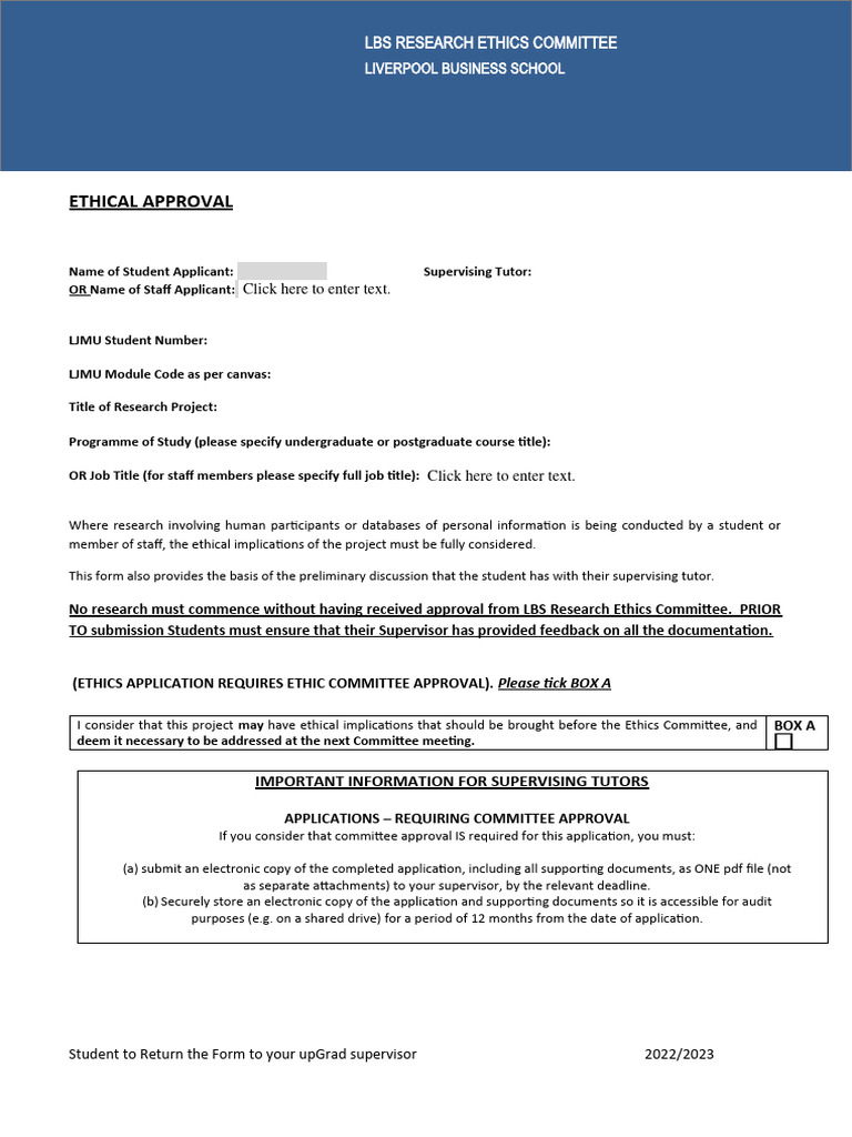 Ethical Approval Application for Research | PDF | Informed Consent | Risk