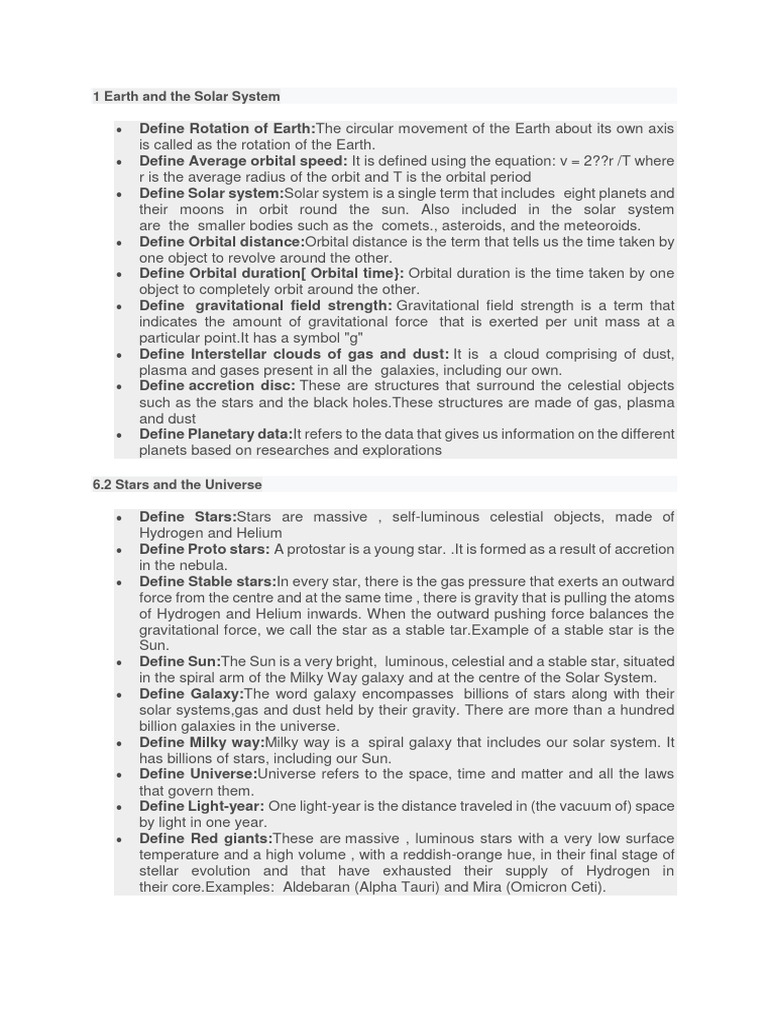 1 Earth and The Solar System | PDF