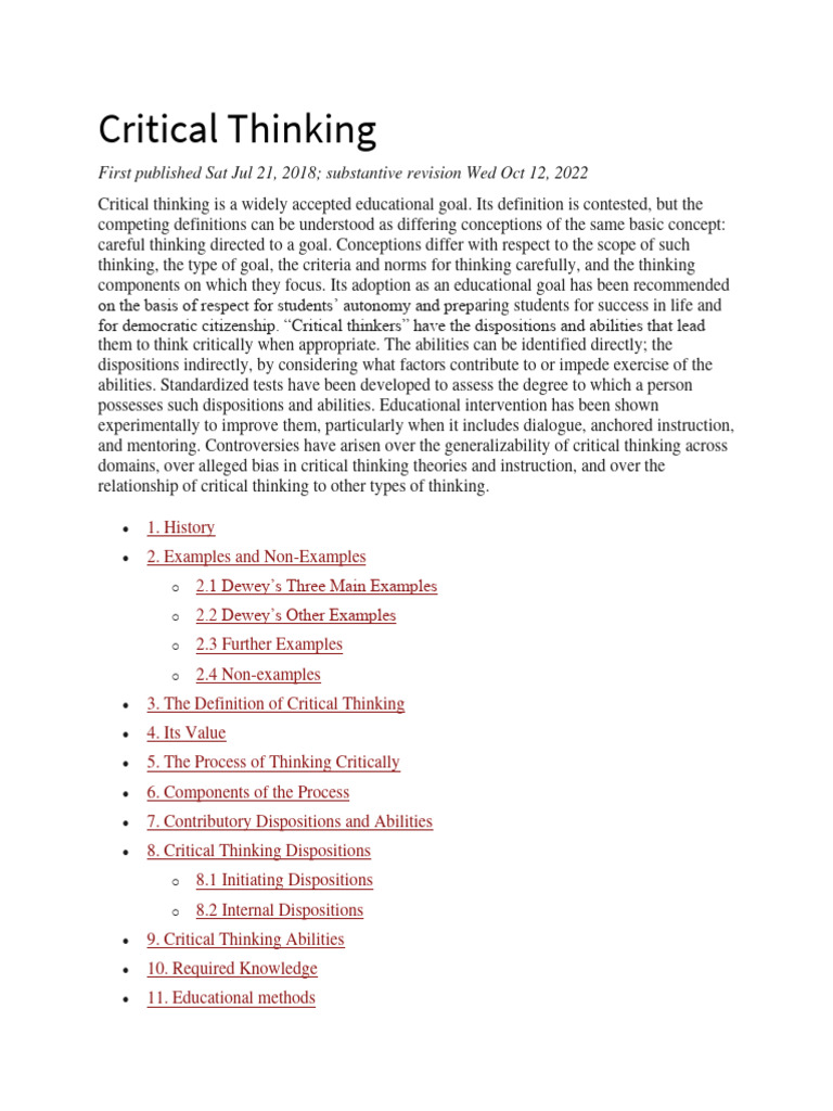 Critical Thinking | PDF