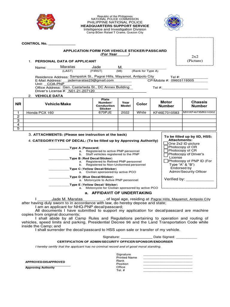 Application For Decal | PDF | Transport | Government