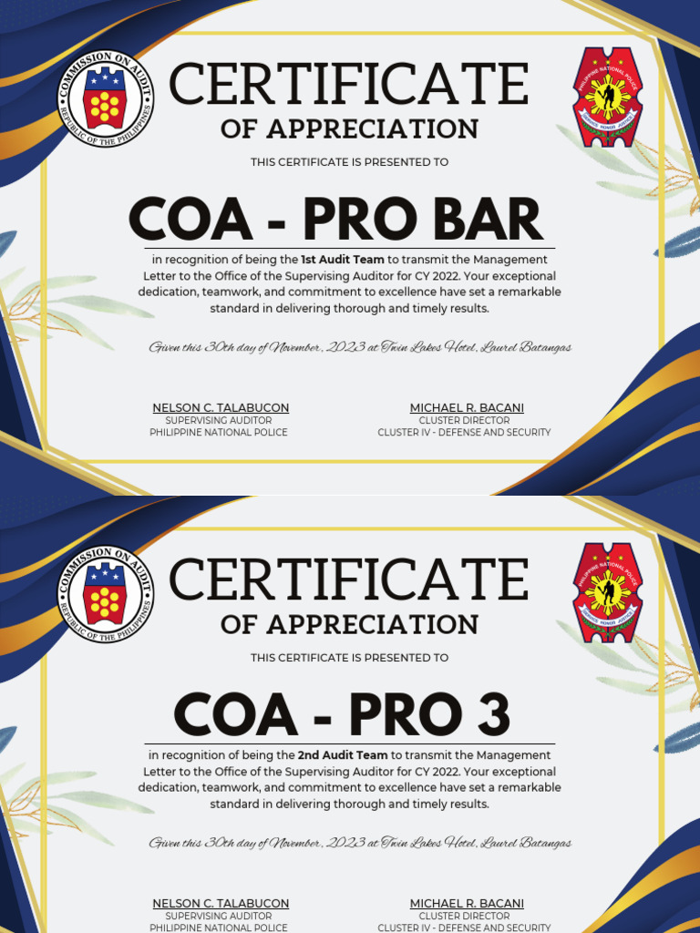 Blue and Gold Grass Background Certificate of Appreciation | PDF