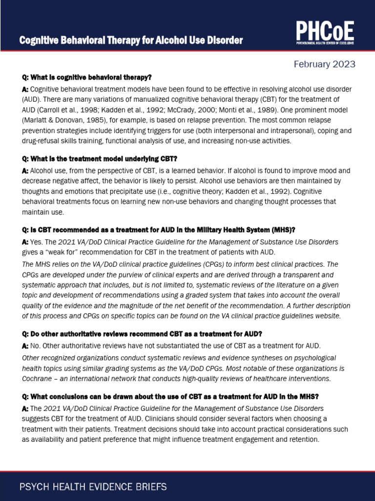 Cognitive Behavioral Therapy for Alcohol Use Disorder_508 | PDF ...