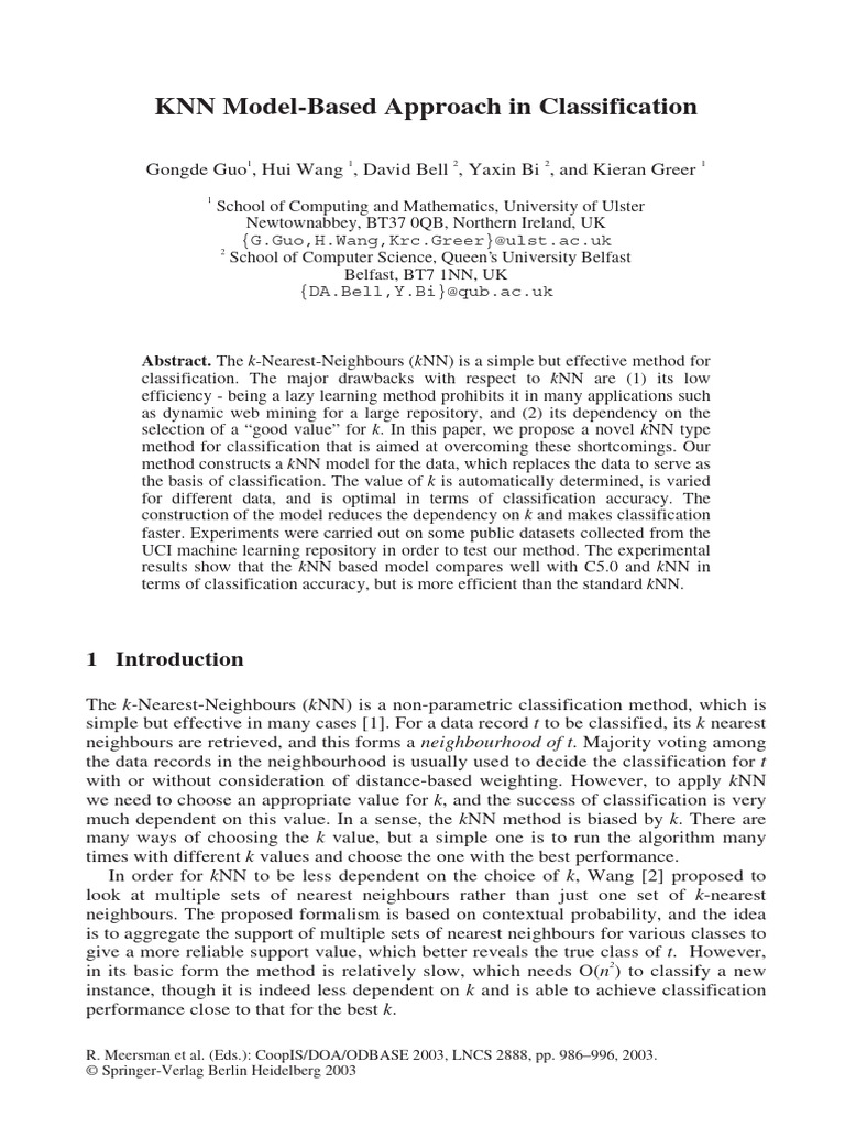 KNN Model-Based Approach in Classification | PDF | Statistical Classification | Artificial ...