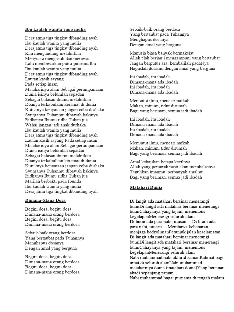 Ibu Kaulah Wanita Yang Mulia | PDF