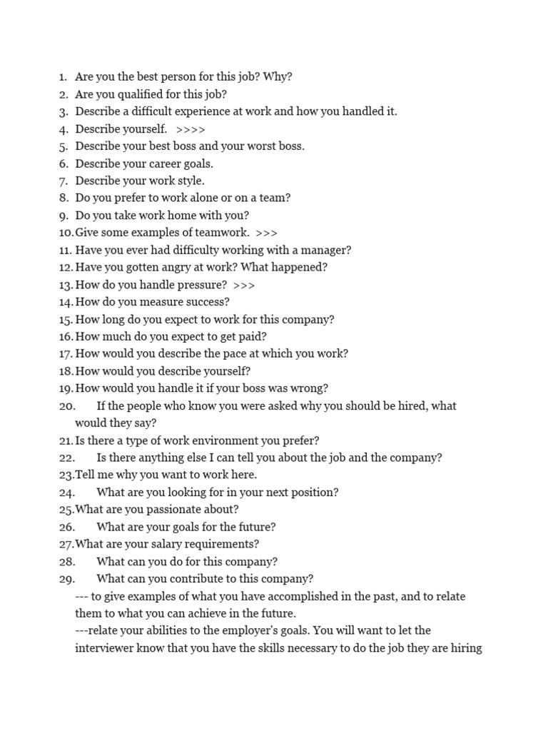 Job Interview Questions | PDF