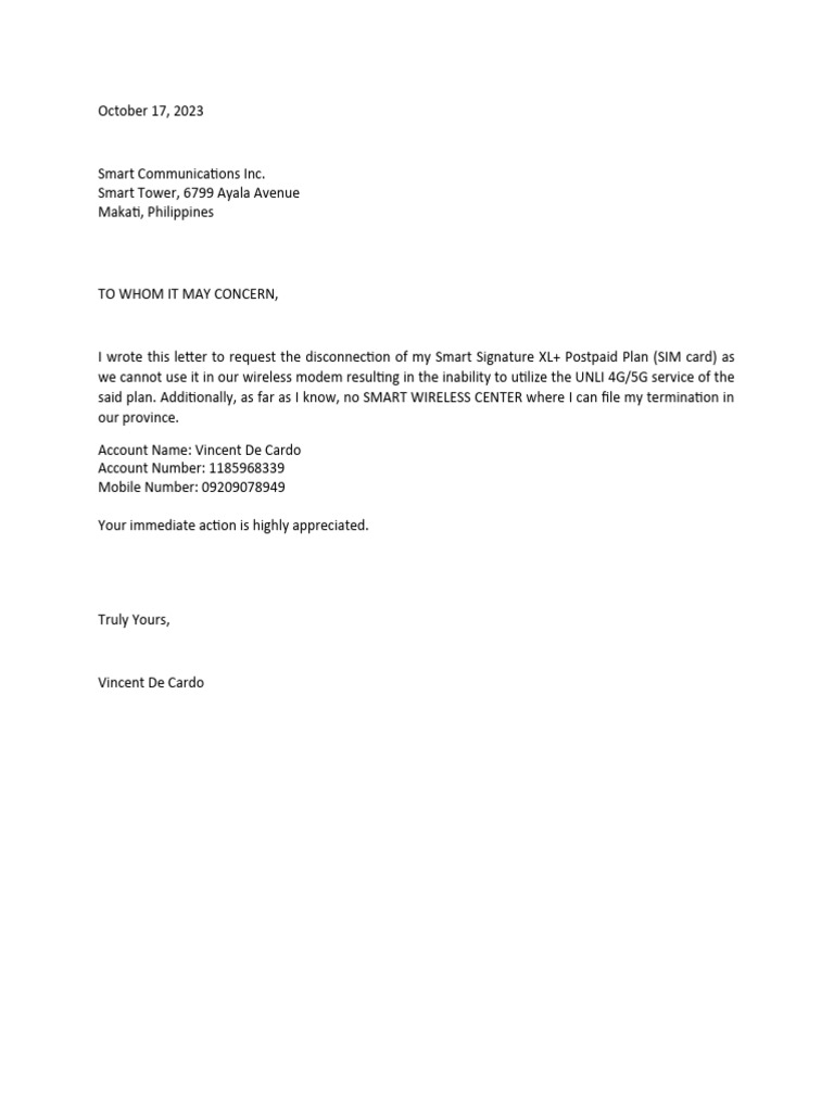 Termination Letter - Smart | PDF