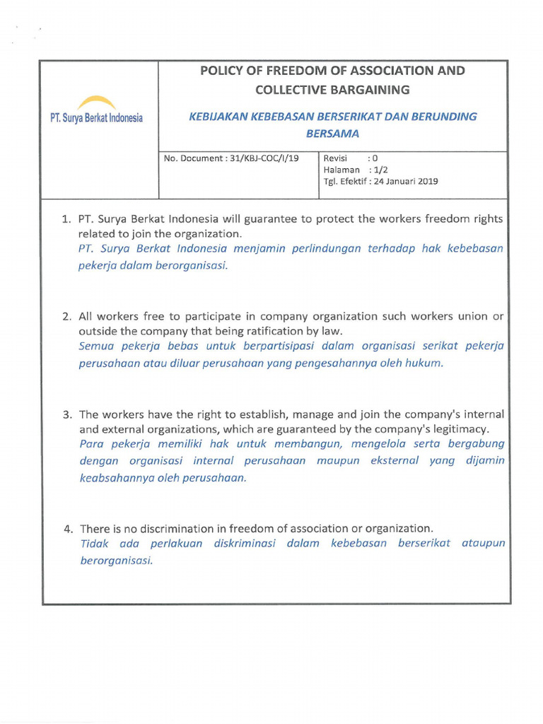 Kebijakan Berserikat Dan Berunding Bersama | PDF