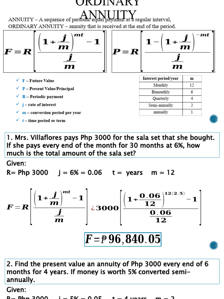 Ordinary Annuity Calculations Guide | PDF