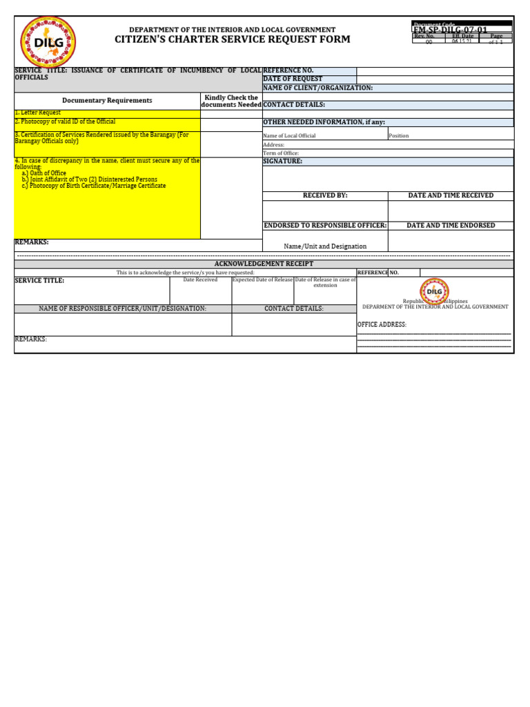 Request Form Cert Incumbency | PDF | Document | Government
