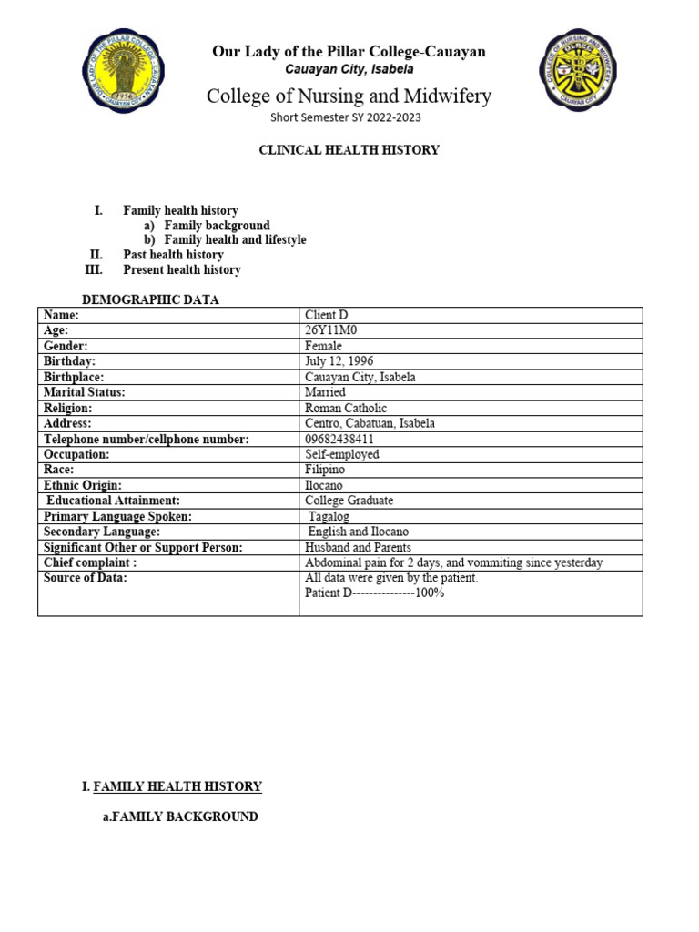 Clinical Health History Report | PDF