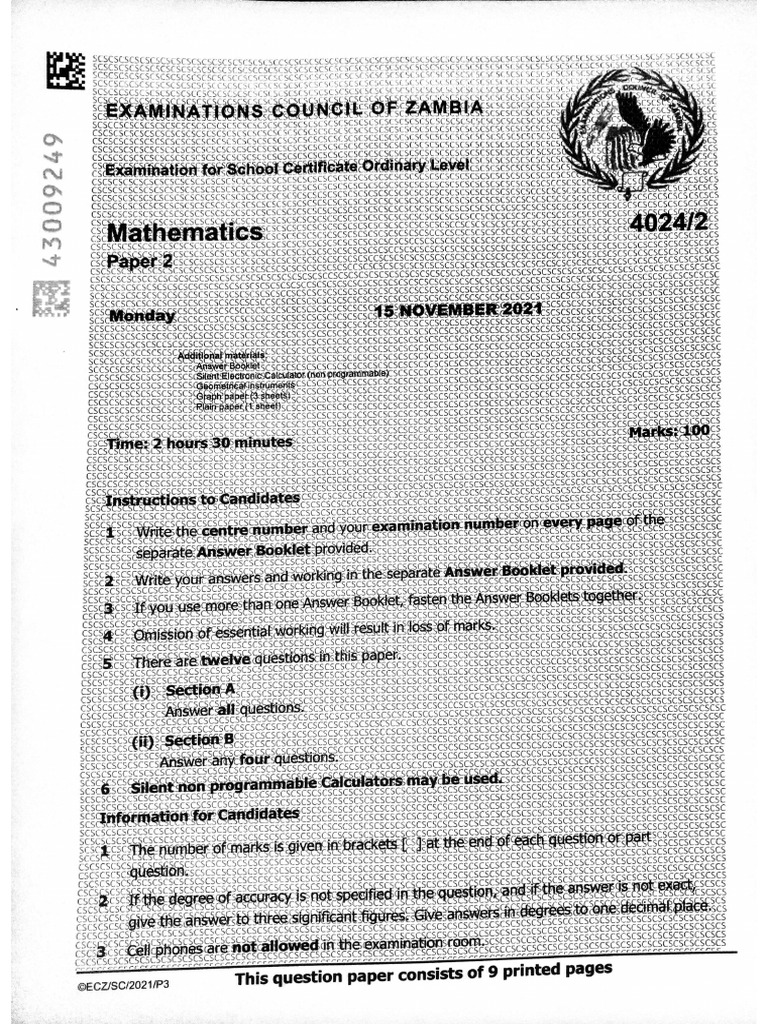 2021 Paper 2 1 | PDF | Mathematics | Mathematical Objects