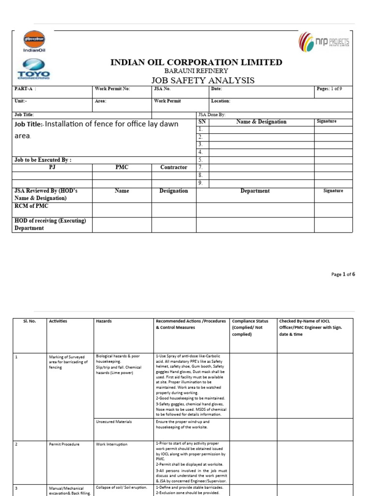 Installation of Fence For Office Lay Dawn Area. | PDF | Personal ...