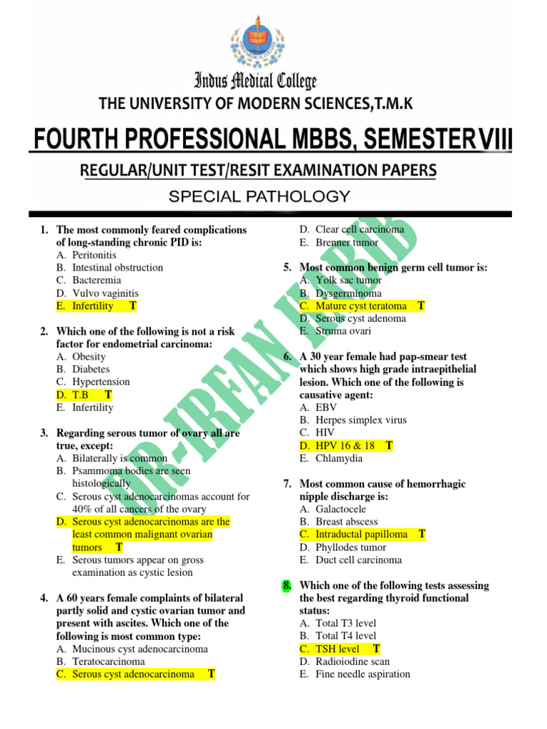 Special Pathology Solved BCQS by Dr-Irfan Habib | PDF | Ovarian Cancer ... Special Pathology Solved BCQS by Dr-Irfan Habib | PDF | Ovarian Cancer ...