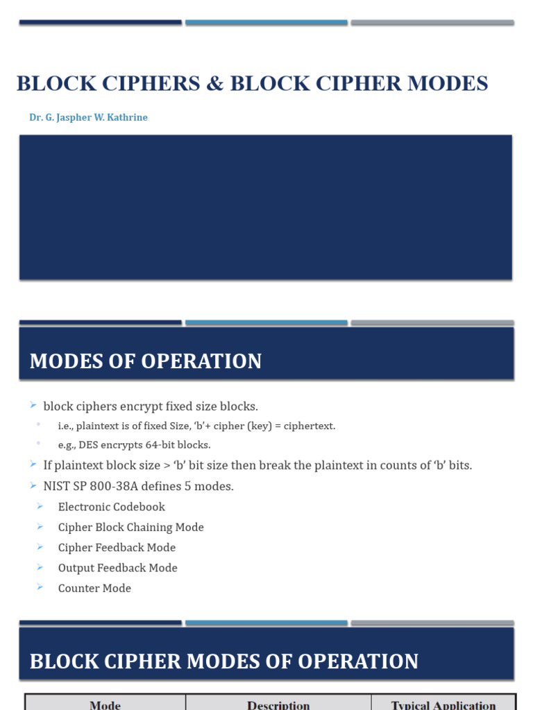 Block Cipher and Modes of Cipher | PDF