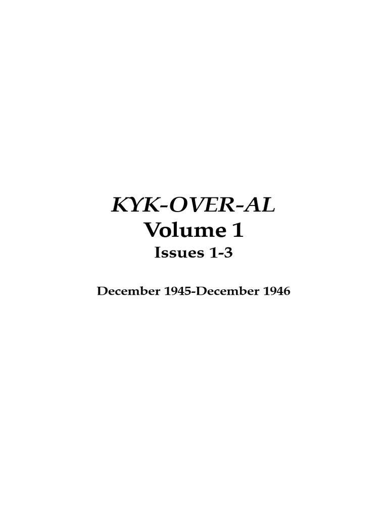 Kyk Volume 1 Issues 1 3 With Dedication | PDF