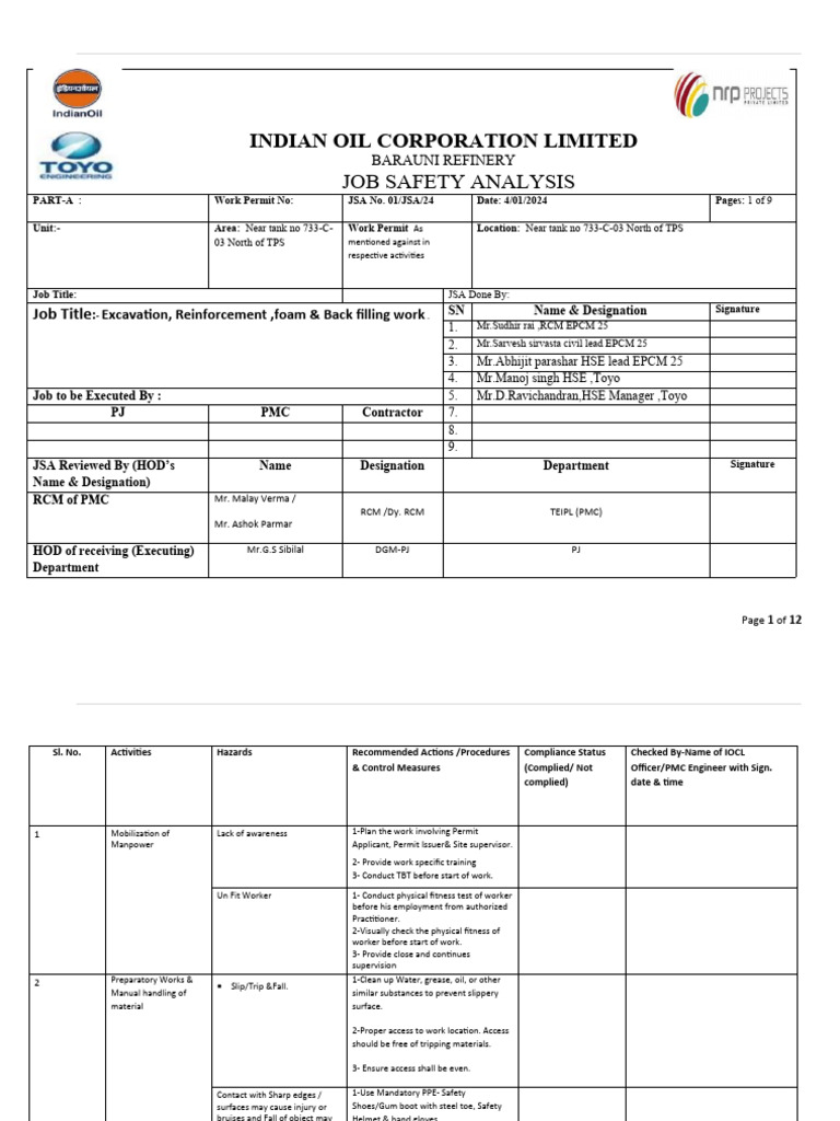 Excavation & Back Filling Work | PDF