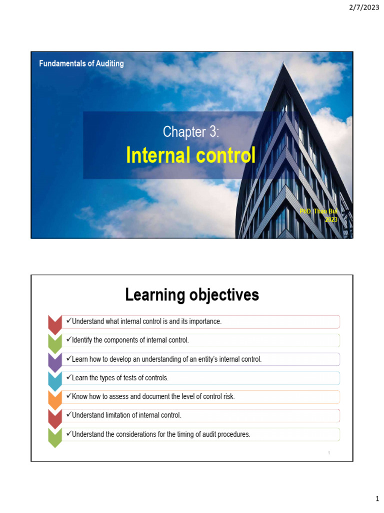 Chap 3 - Internal control | PDF | Internal Control | Audit