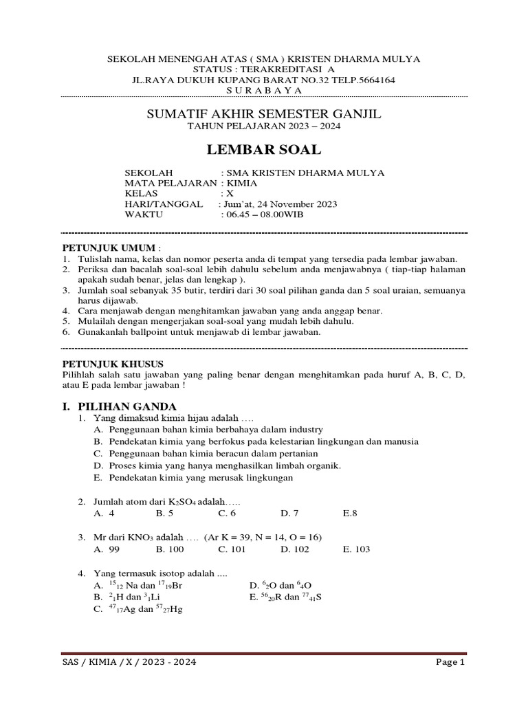 Soal Sas Ganjil X | PDF