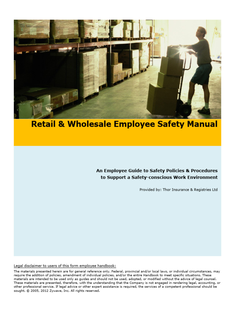 Retail and Wholesale Employee Safety Manual | PDF | Occupational Safety ...