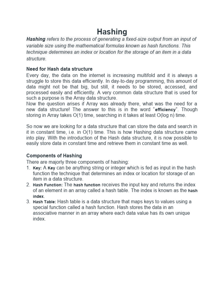 Hashing | Download Free PDF | Applied Mathematics | Algorithms And Data Structures