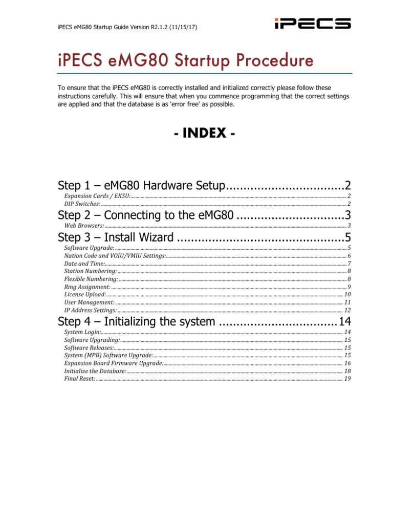 IPECS EMG80 Startup | PDF