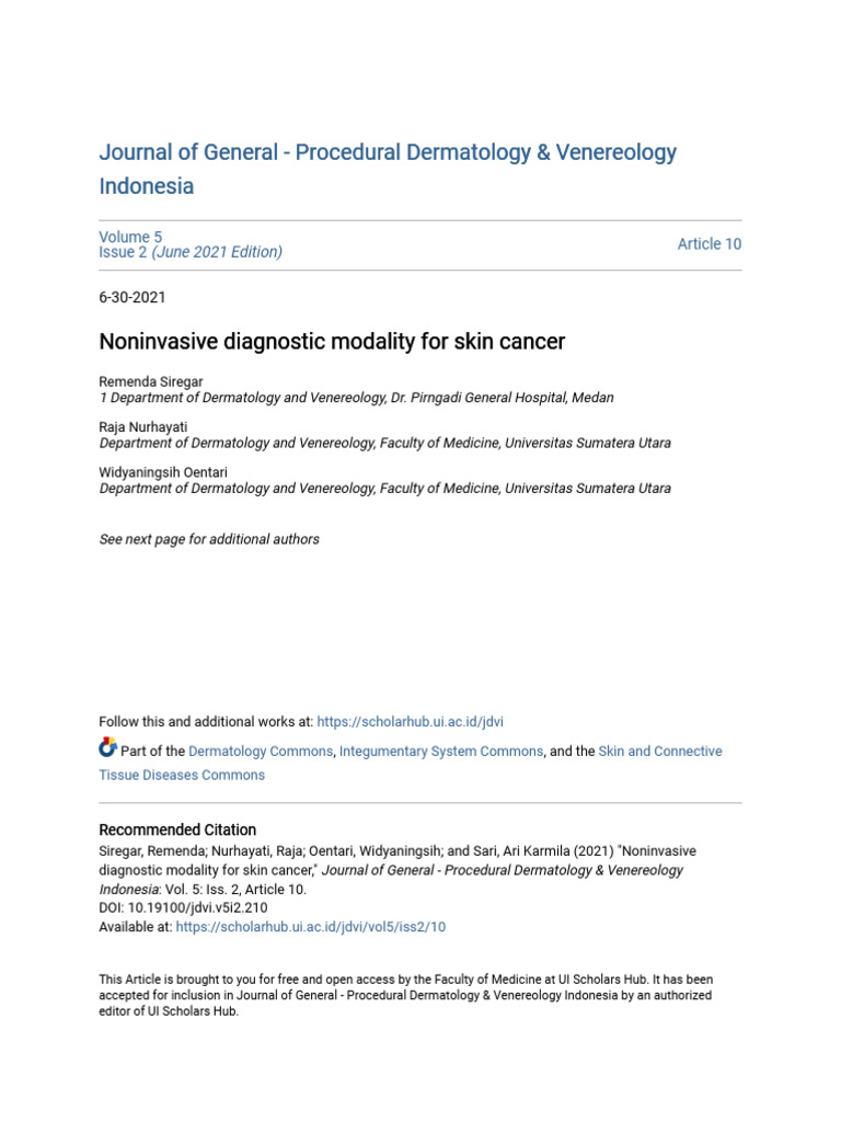 Noninvasive diagnostic modality for skin cancer | PDF