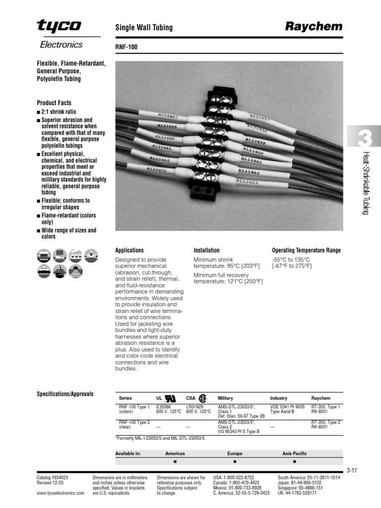 RNF-100 Single Wall Tubing Specs | PDF