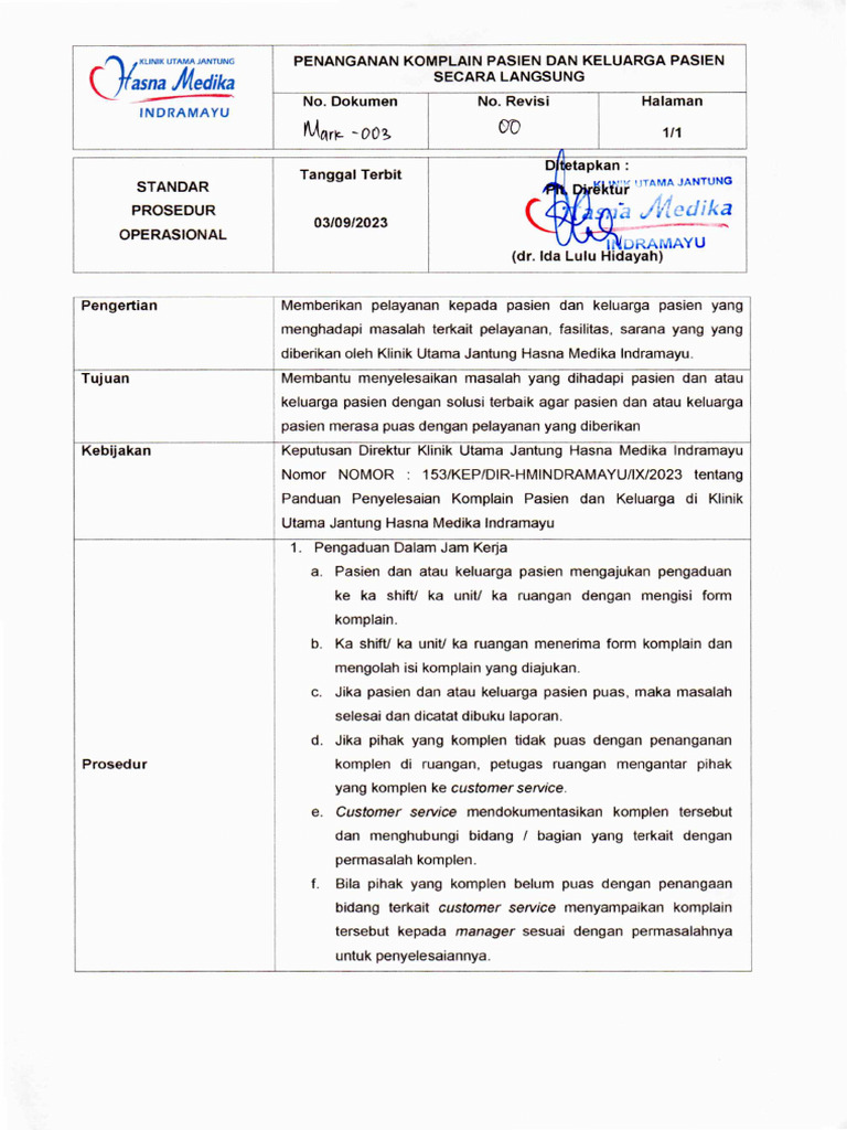 Ep 5 - Penanganan Komplain Pasien Dan Keluarga Pasien Secara Langsung | PDF
