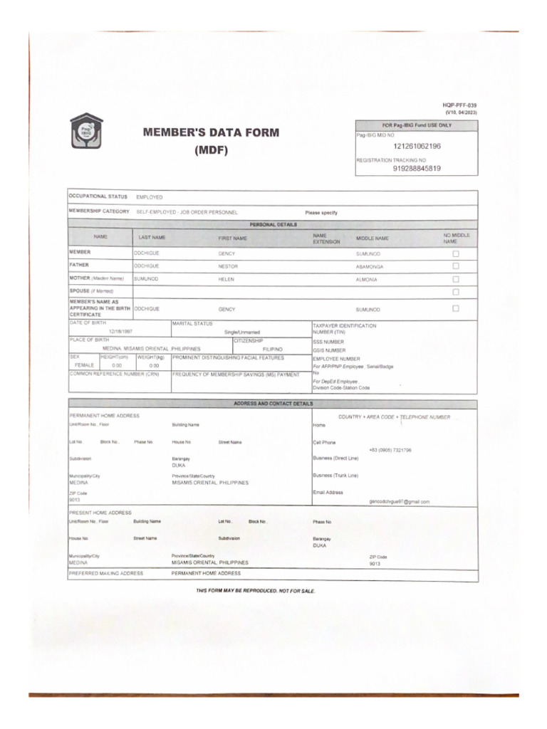 MEMBERS-DATA-FORM | PDF