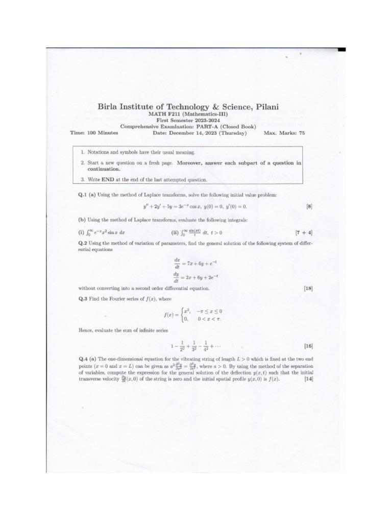 MATHF211 - Closed Book | PDF