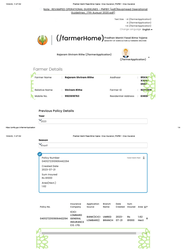 Pradhan Mantri Fasal Bima Yojana - Crop Insurance - PMFBY - Crop ...