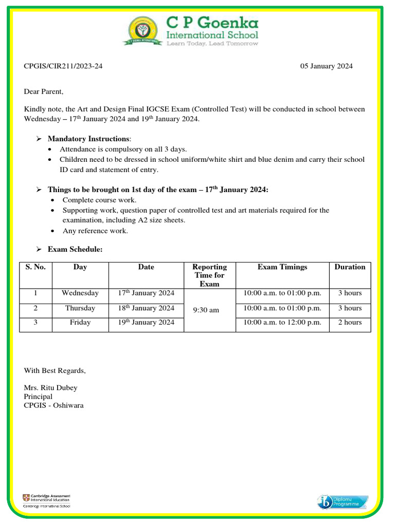 CPGIS CIR211 IGCSE Art and Design Exam Feb-March 2024 | PDF