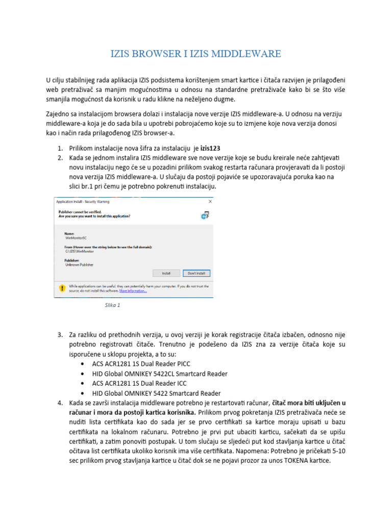 Uputstvo Izis Midlleware I Browser | PDF