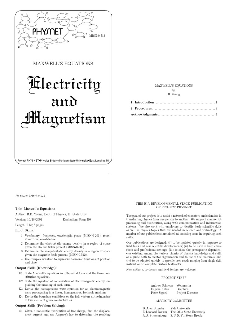 Electricity and Magnetism: Maxwell'S Equations | PDF | Science ...