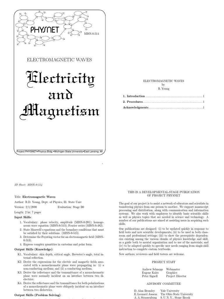 Electricity and Magnetism: Electromagnetic Waves | PDF | Waves ...