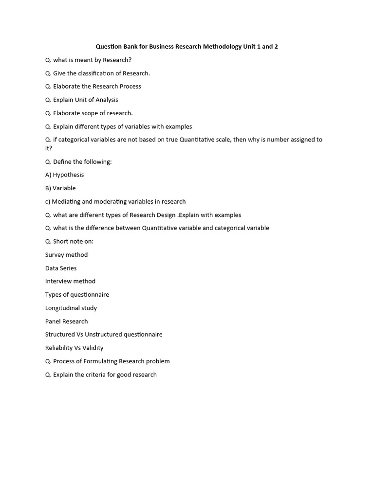 Business Research Methodology Q&A Guide | PDF