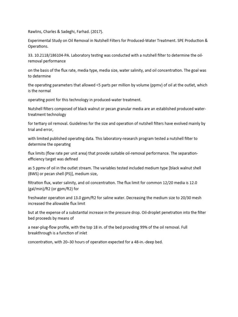 Nut Shell Filter Details | PDF