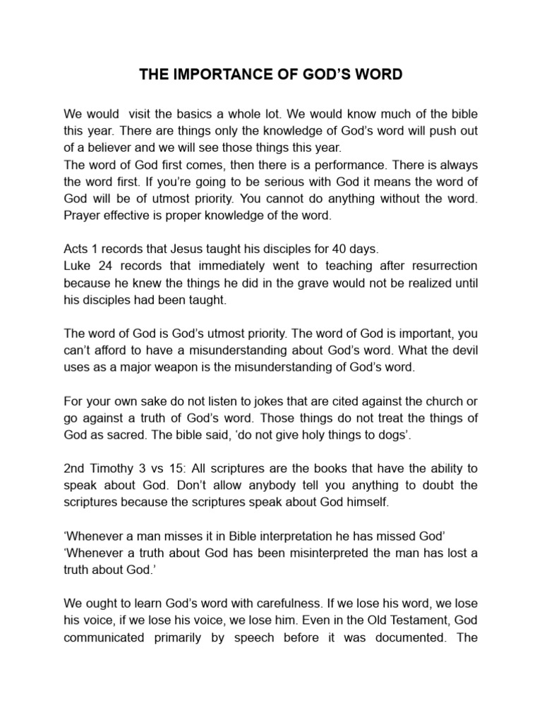 Metamorphosis Bible Study (14 - 15-01-2024) - The Importance of God's ...