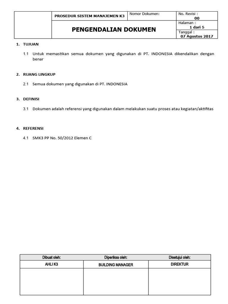 SOP-05 SOP Pengendalian Dokumen | PDF