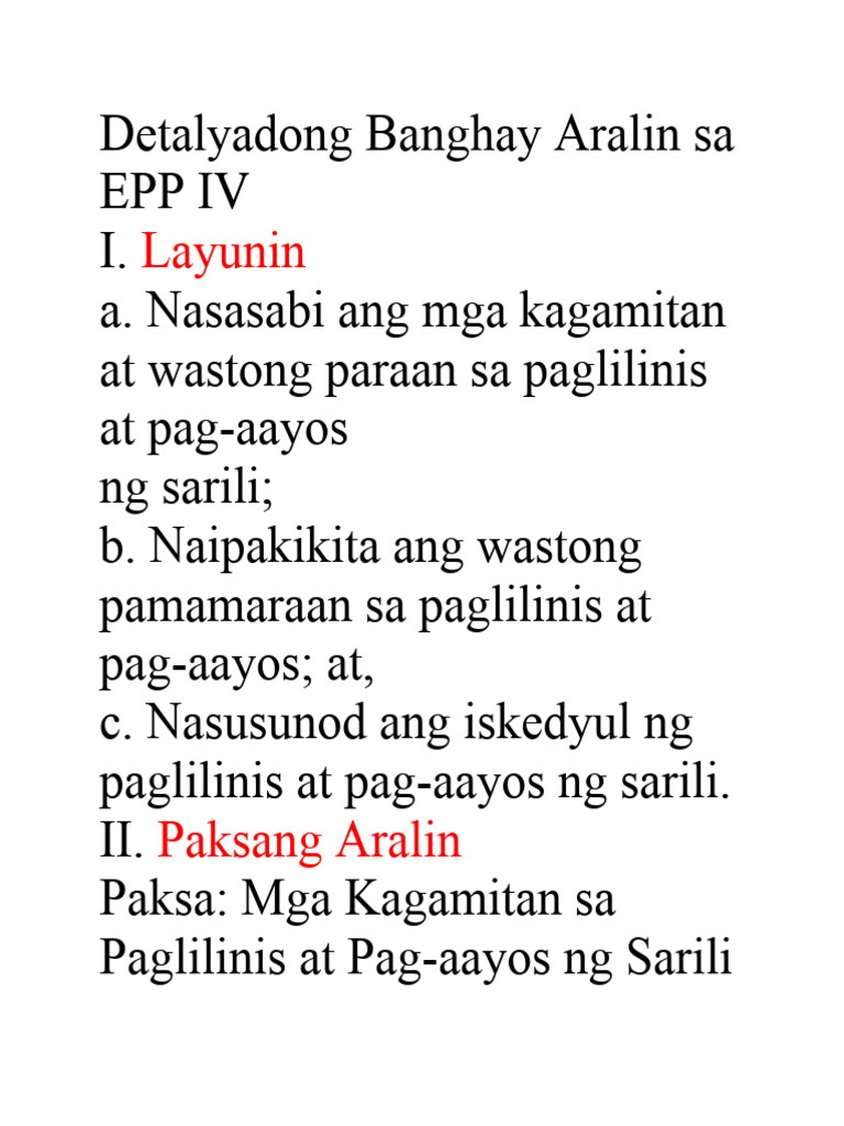 Detalyadong Banghay Aralin sa ESP IV | PDF