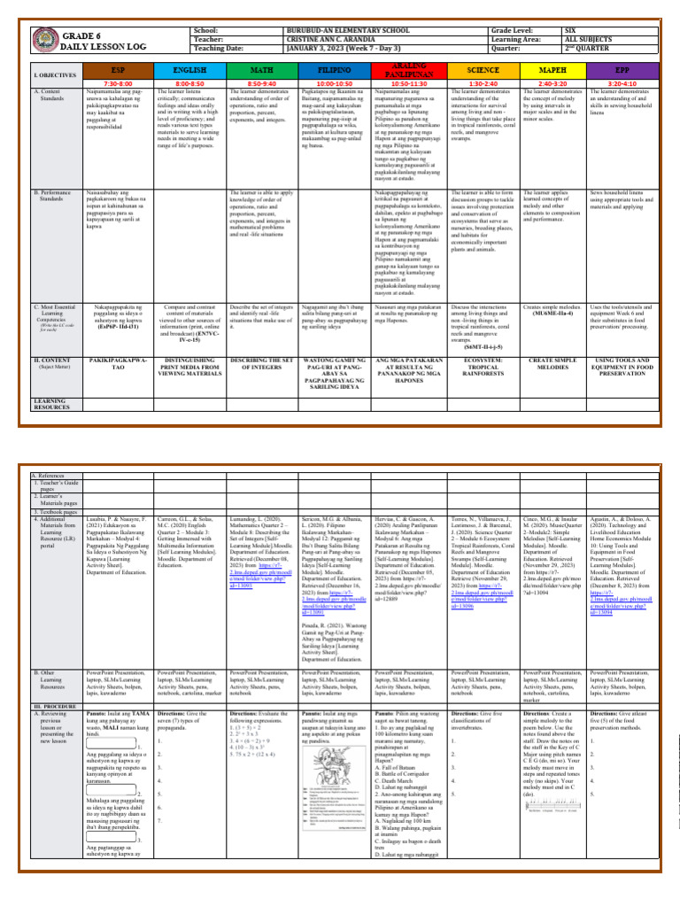 Grade 6 DLP Q2 W7D3 | PDF